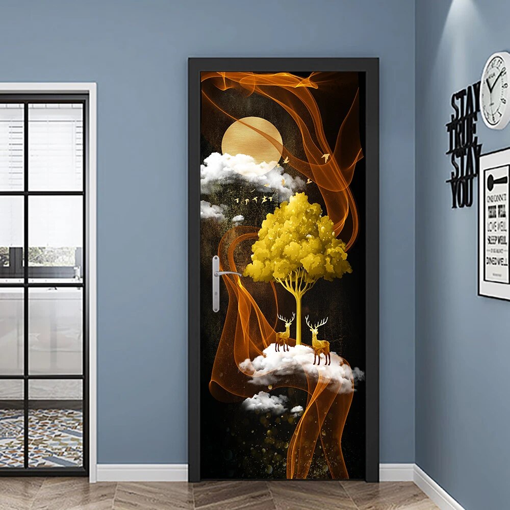 Door stickers Vinyl PVC waterproof self-adhesive Pastoral style Dawn ...