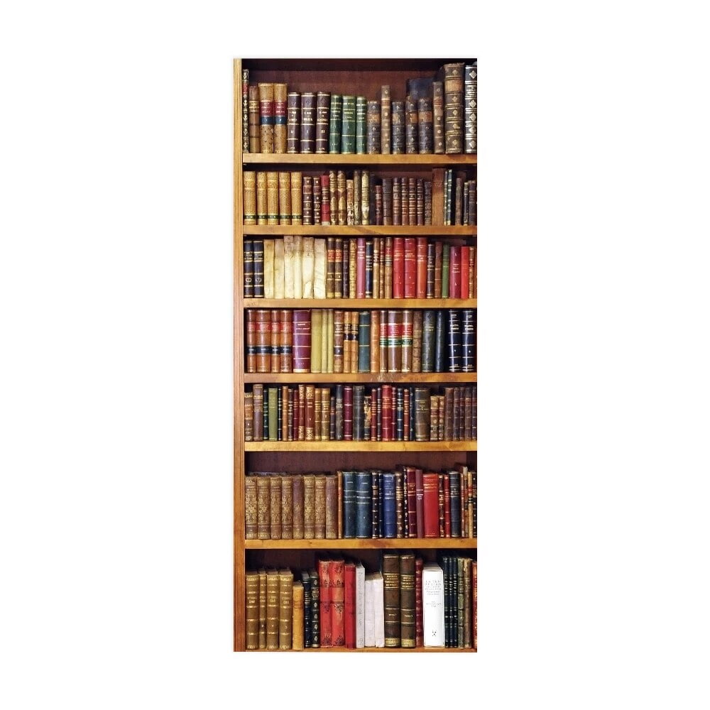 Door stickers covered with stickers Medieval bookshelves Modern ...