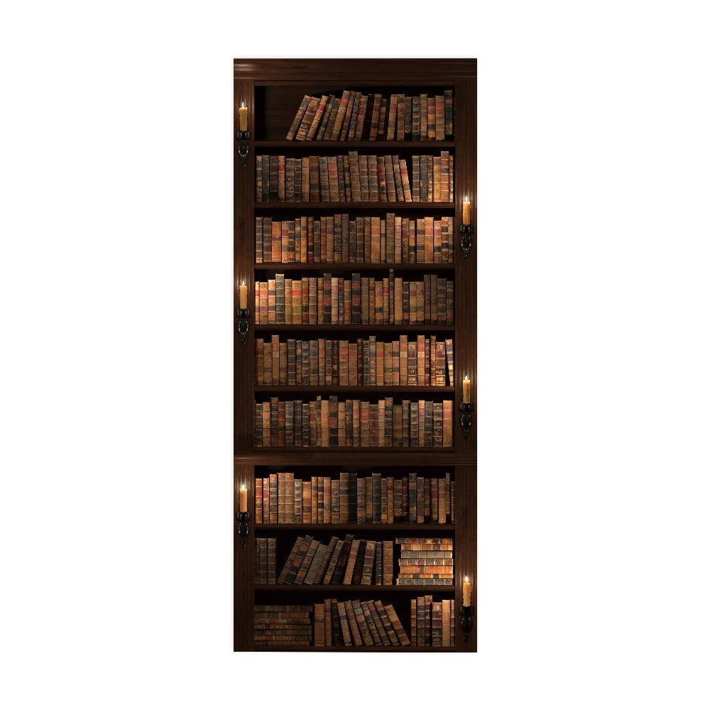 Door stickers covered with stickers Medieval bookshelves Modern ...