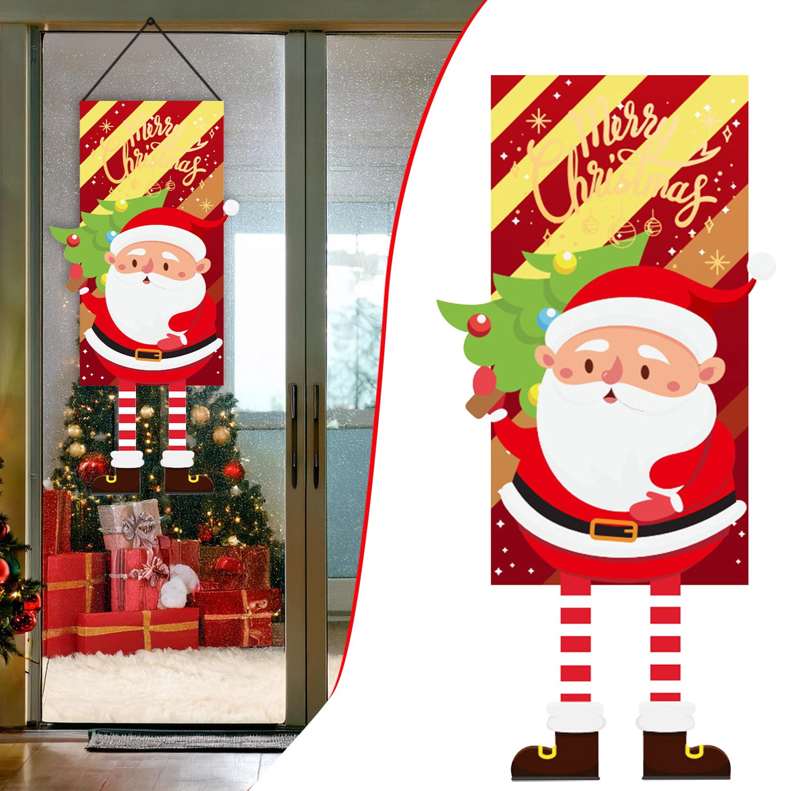 Door stop Merry Christmas Window Sign Banners ChristmasFabric Flag Door ...