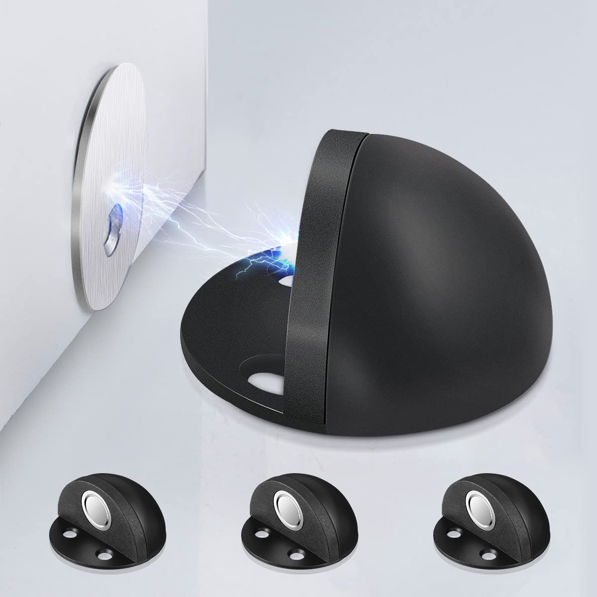 Door stoppers 4 pack, magnetic door stop for floor, strong hold door ...