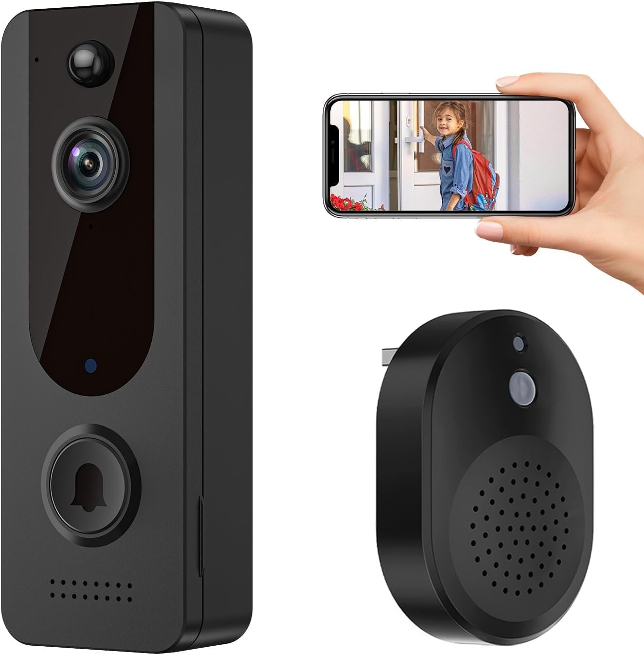 Doorbell Camera Wireless,2.4G WiFi Video Doorbell, for Indoor/Outdoor ...
