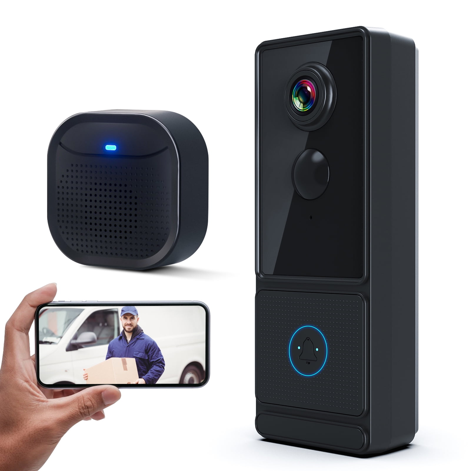 Aoresac Wireless Doorbell Camera, 2K FHD, Night Vision, Human Detection ...