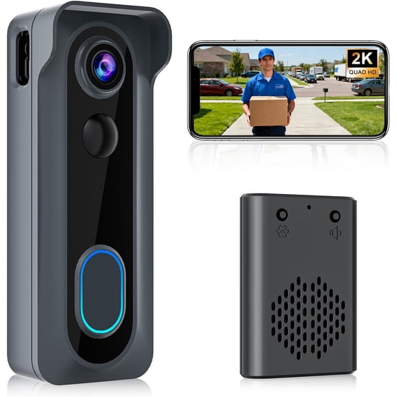 Doorbell Camera Wireless with Chime -2K HD Video AI Motion Detection ...
