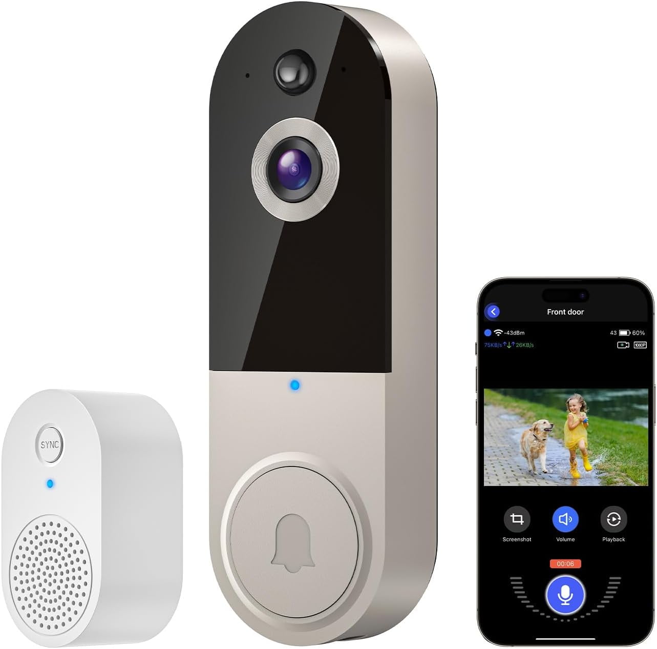 Doorbell Camera Wireless,Door Bell Cameras Wireless,1080P Wireless ...
