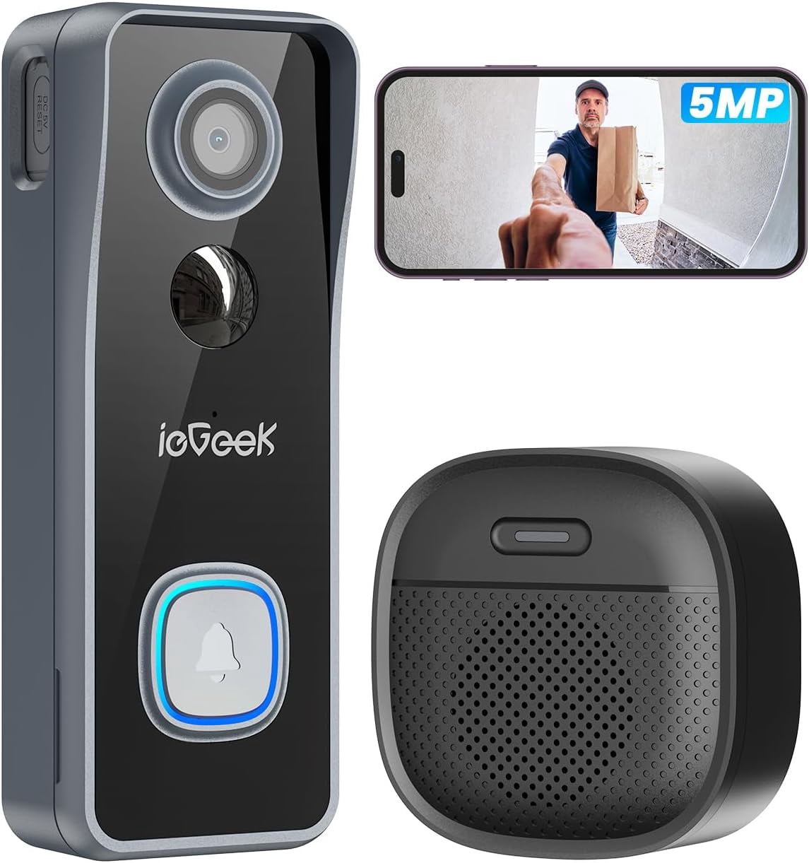 Doorbell Camera Wireless No Subscription - Wireless Video Doorbell with ...