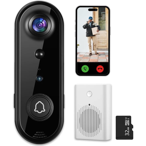 Doorbell Camera to View, Video Doorbell with Chime, 32GB SD/Cloud ...