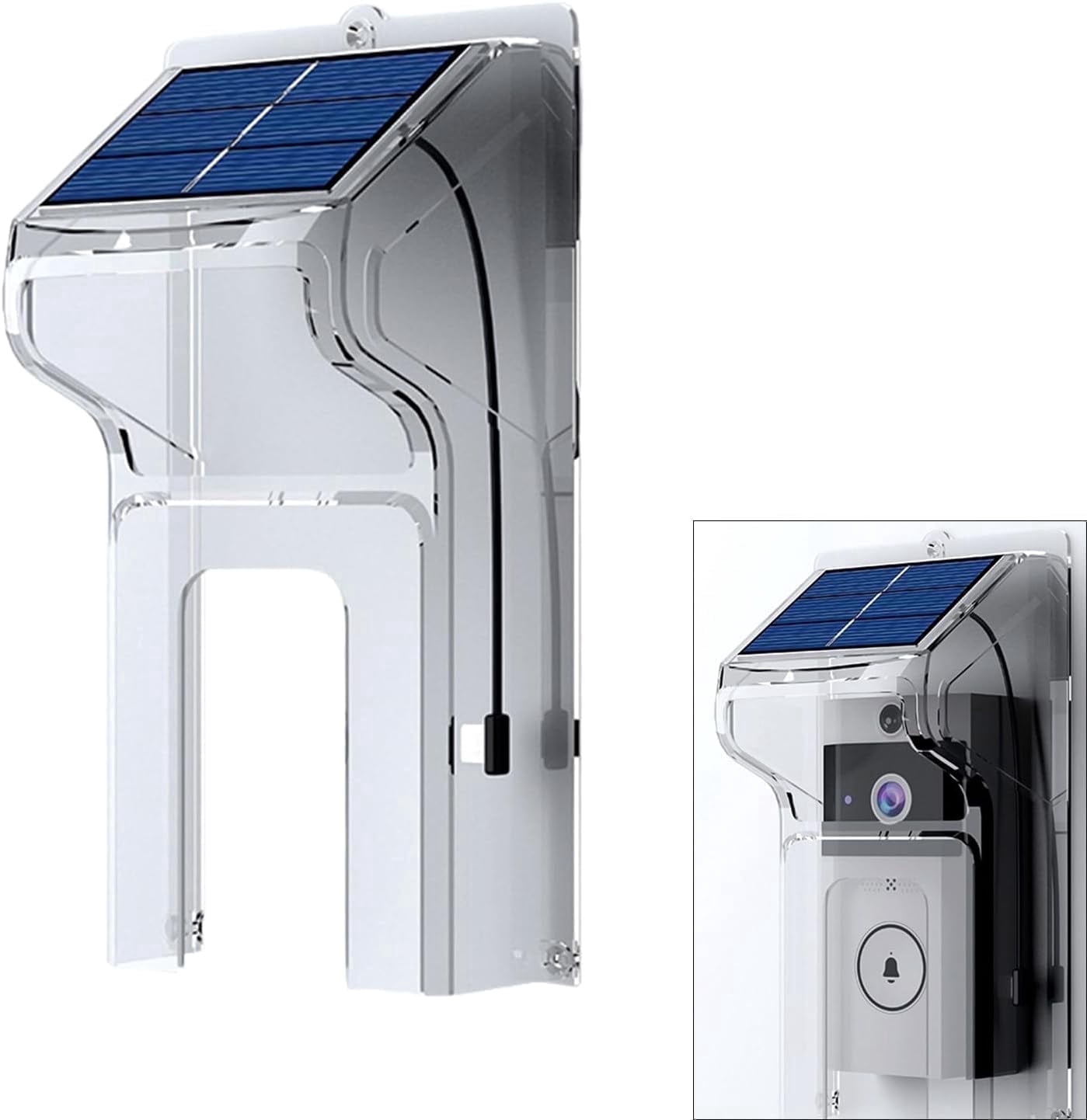 Doorbell Rain Covers with Solar Panel, Weatherproof Doorbell Cover ...