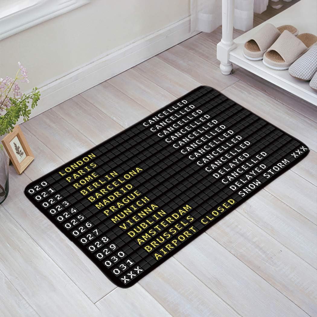 Doormat 16x24 Inch Airplane Flight Display Board Indoor Doormat Low ...