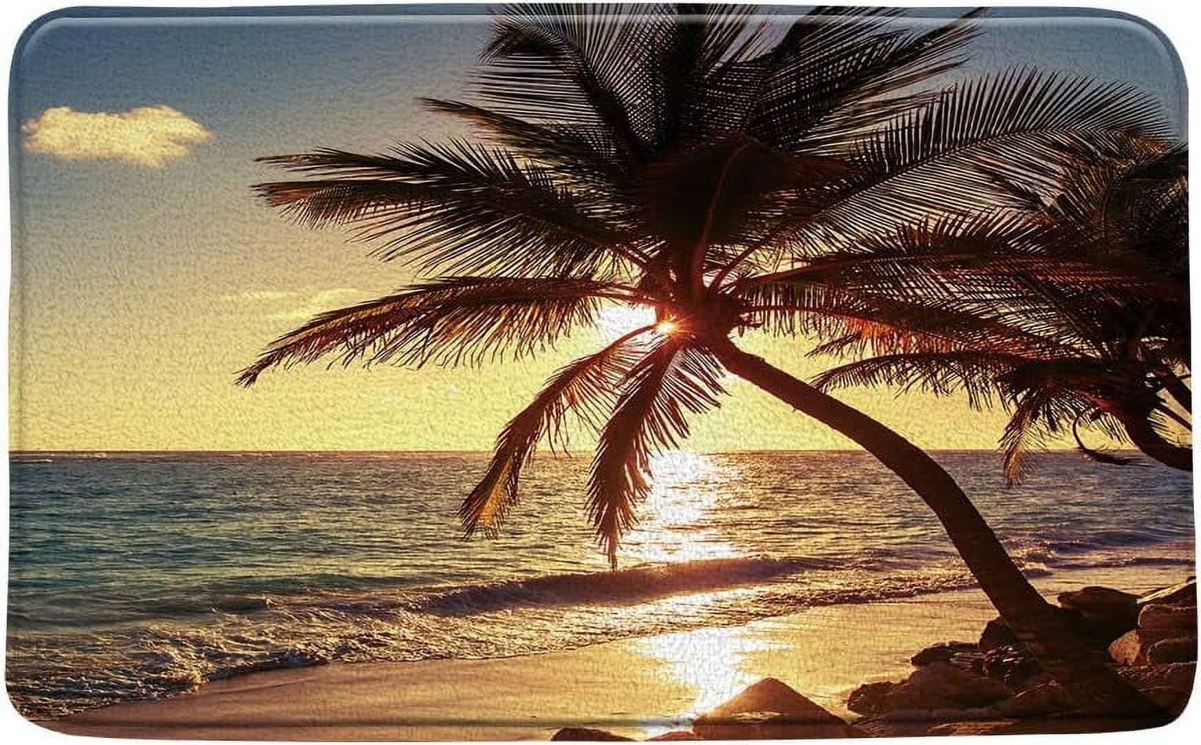 Doormat 16x24 Inch Beach Sunset Door Mat Tropical Hawaii Coastal Palm ...