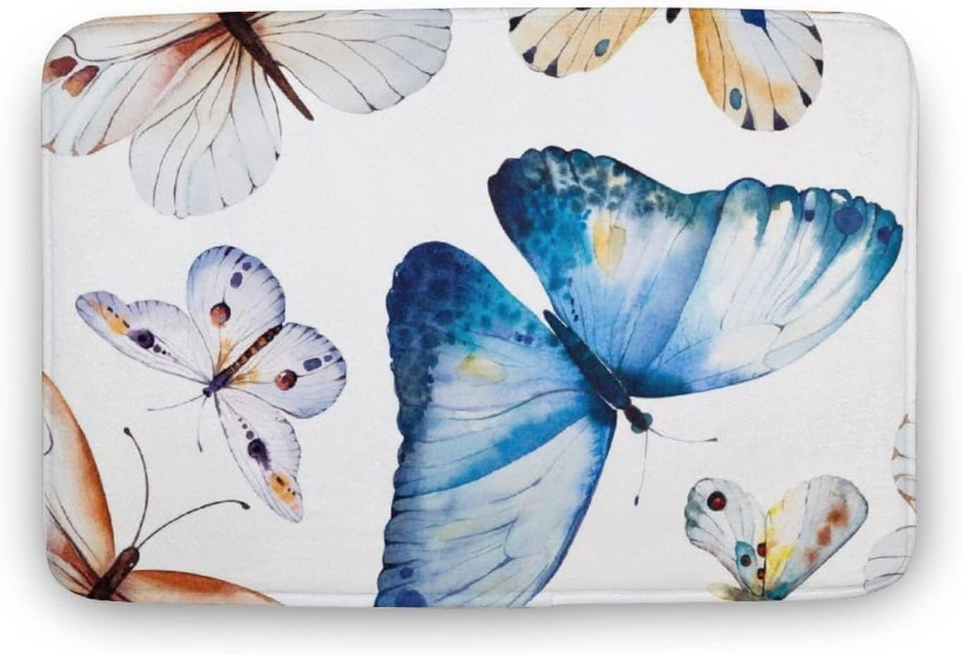 Doormat 16x24 Inch Funny Bathroom Rug, Watercolor Butterflies Bath Mat ...