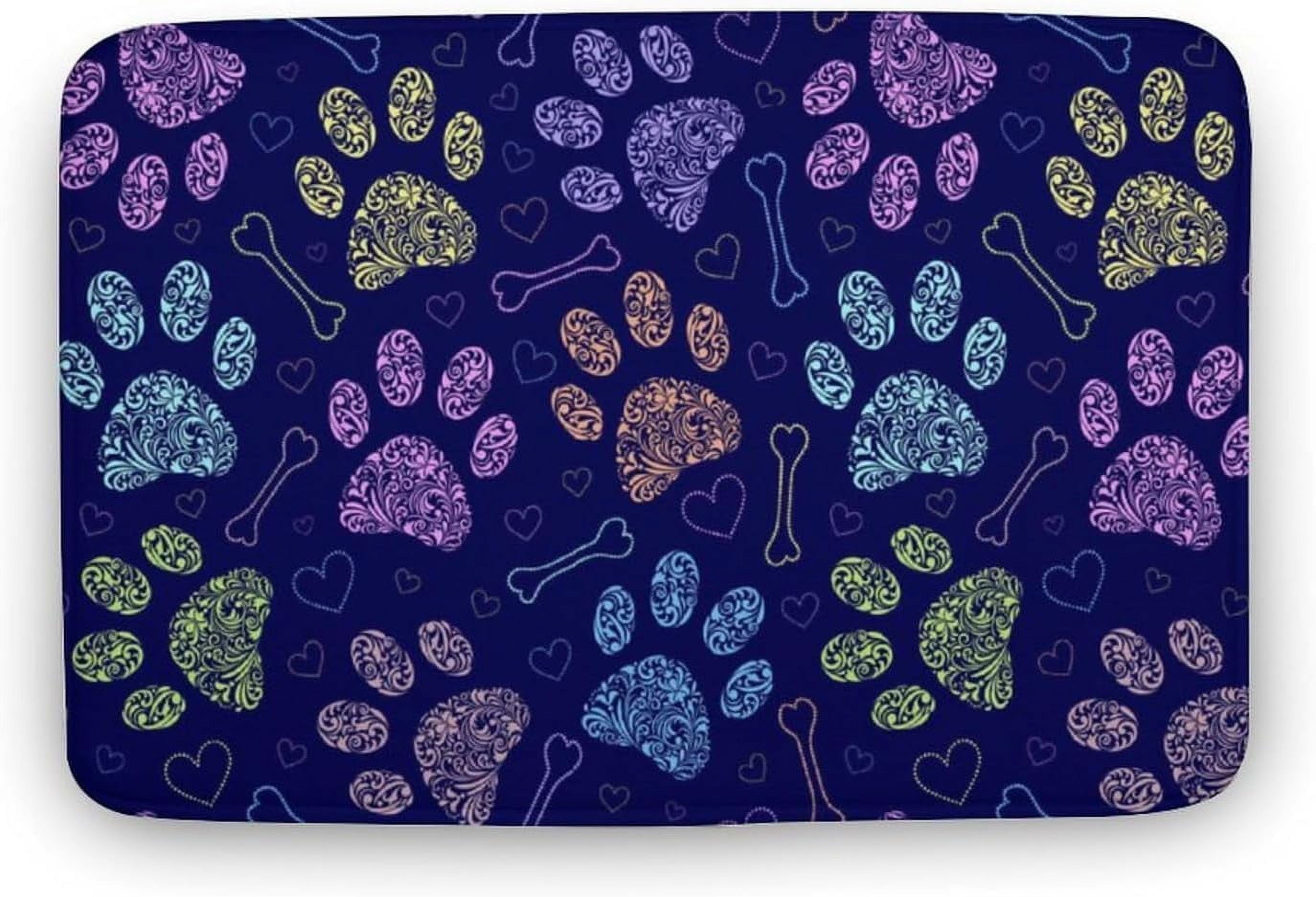 Doormat 16x24 Inch Funny Bathroom Rugs Floral Animal Paw Print Blue Non ...
