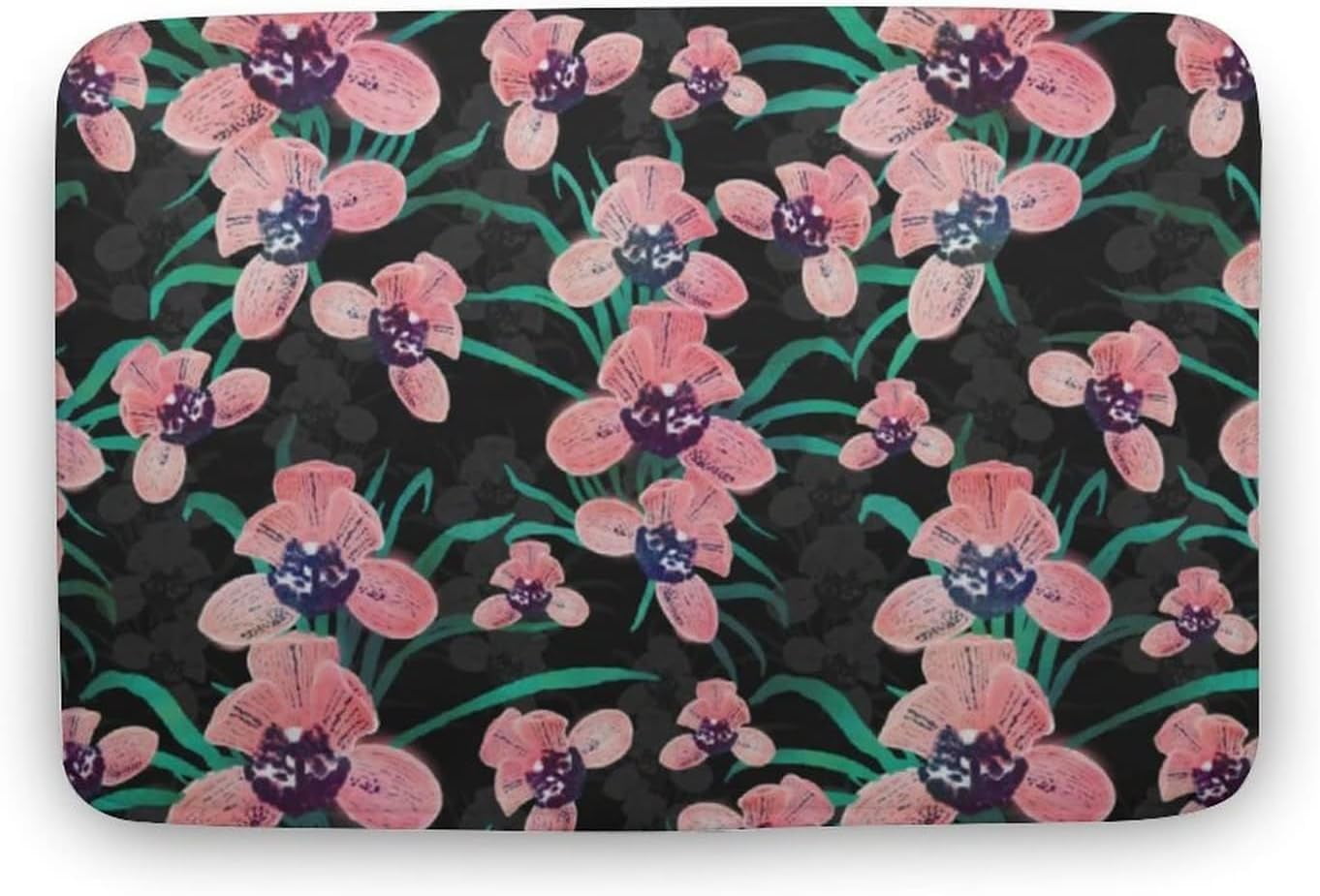 Doormat 16x24 Inch Pretty Orchid Flower Paint Black Welcome Doormat ...
