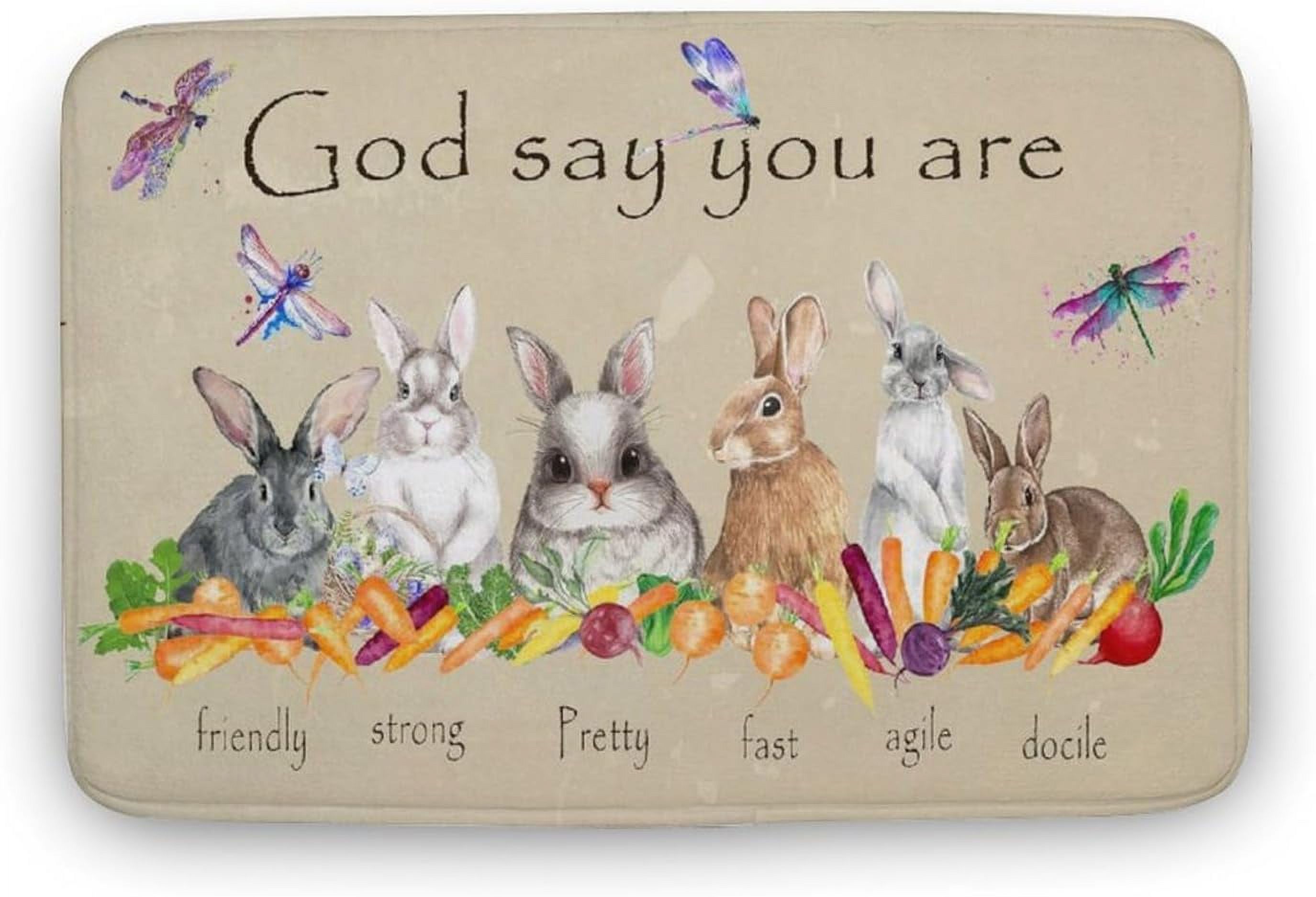 Doormat 16x24 Inch Rabbit Art - God Say You are Friendly for Rabbit ...