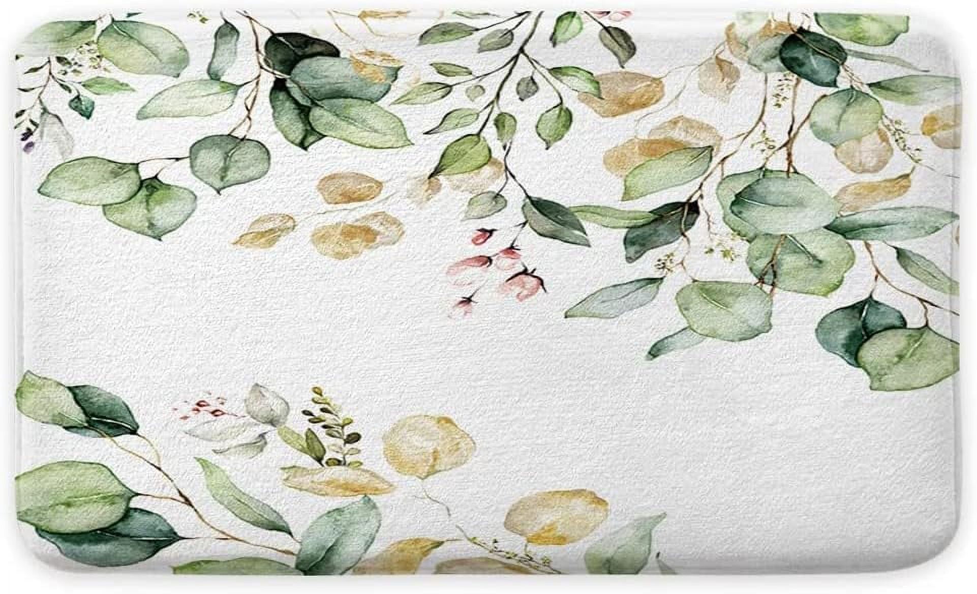 Doormat 16x24 Inch Sage Green Eucalyptus Leaves Door Mat Watercolor ...