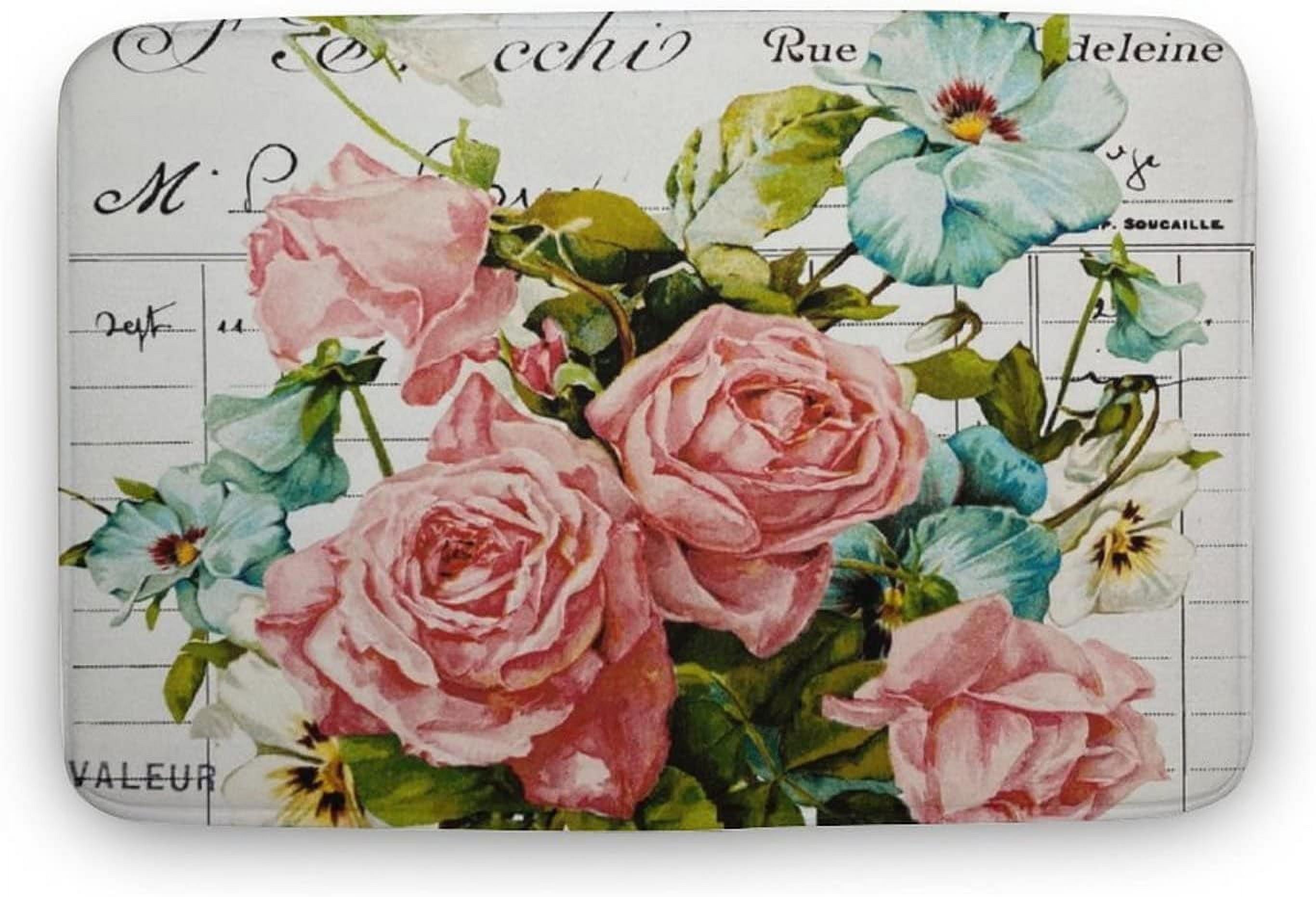 Doormat 16x24 Inch Shabby Chic Decor Floral Roses Cottage Style Art ...