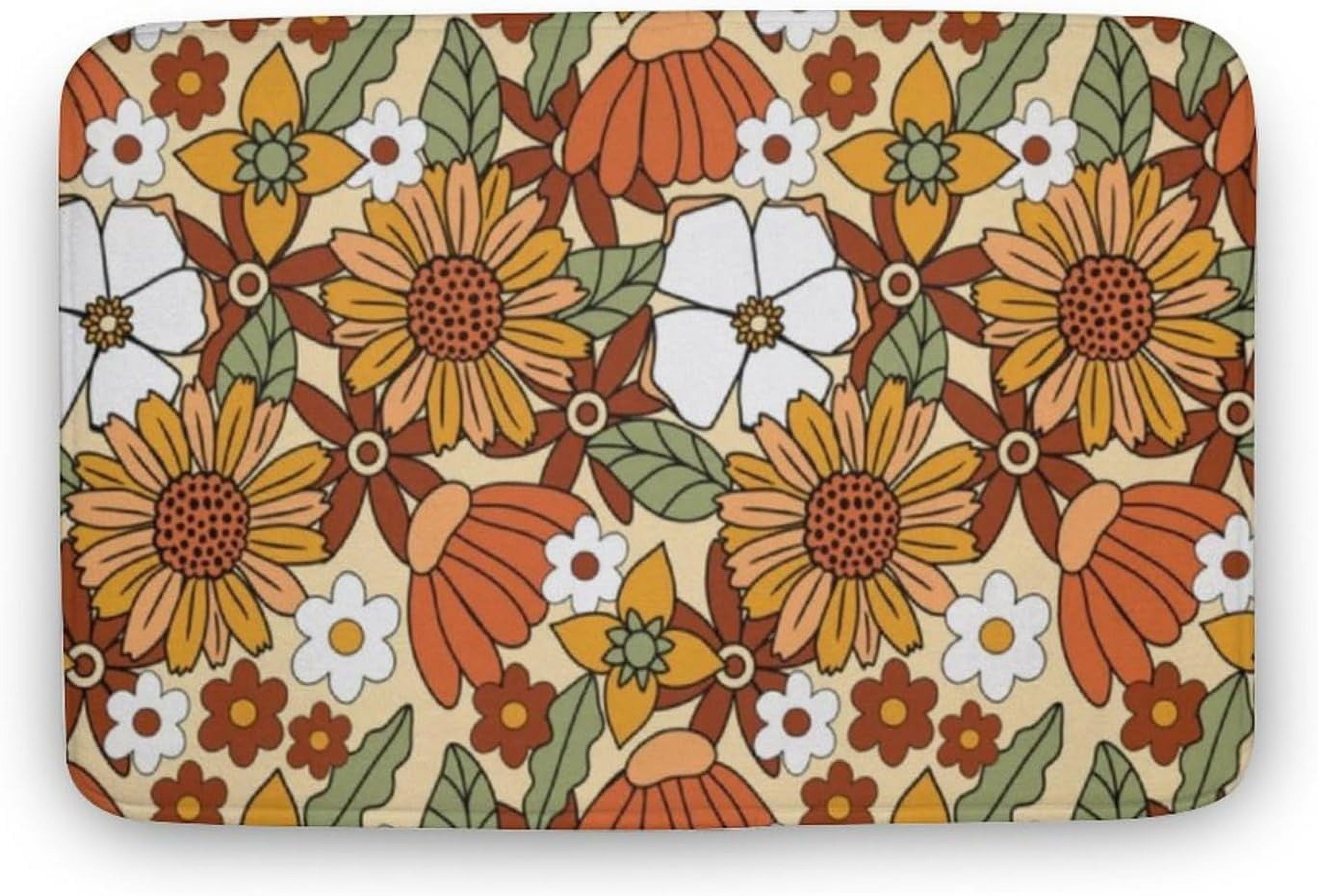 Doormat 17x30 Inch Retro Bath Mat Funky Bath Rug 70s Rug Boho Shower ...