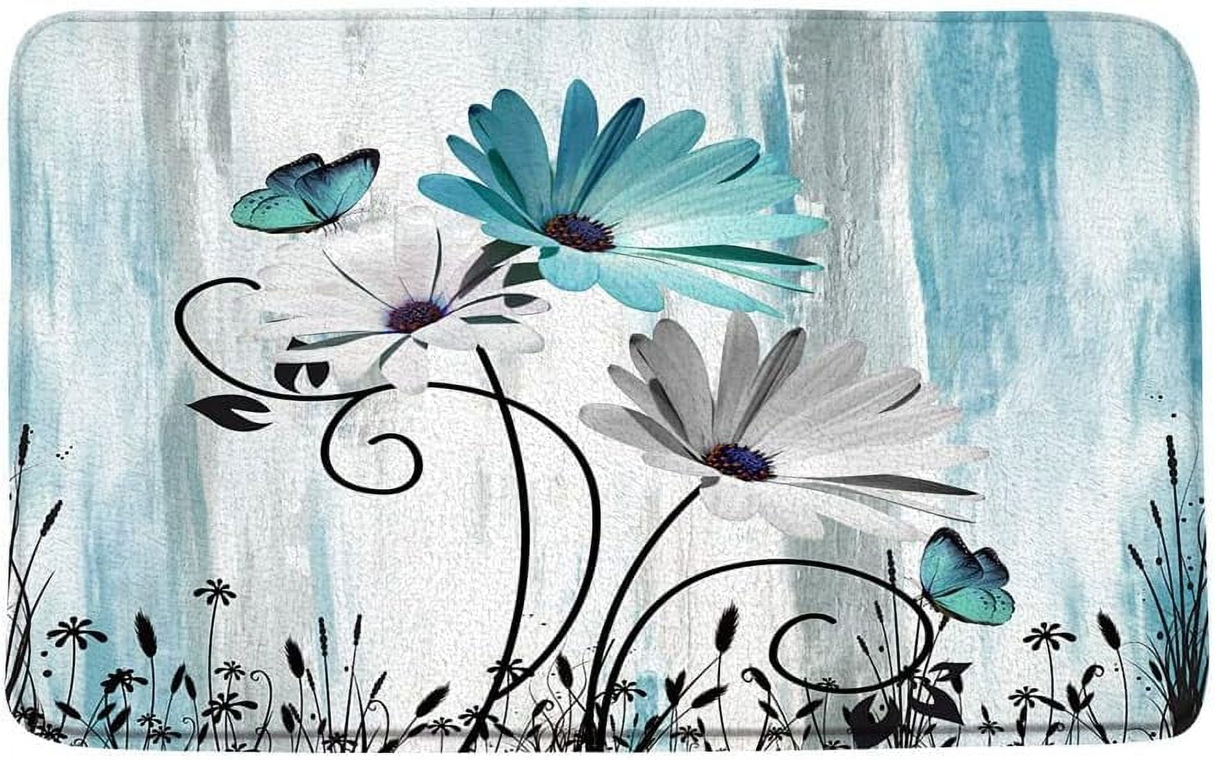 Doormat 17x30 Inch Rustic Daisy Door Mat Farm Teal Floral Flower ...