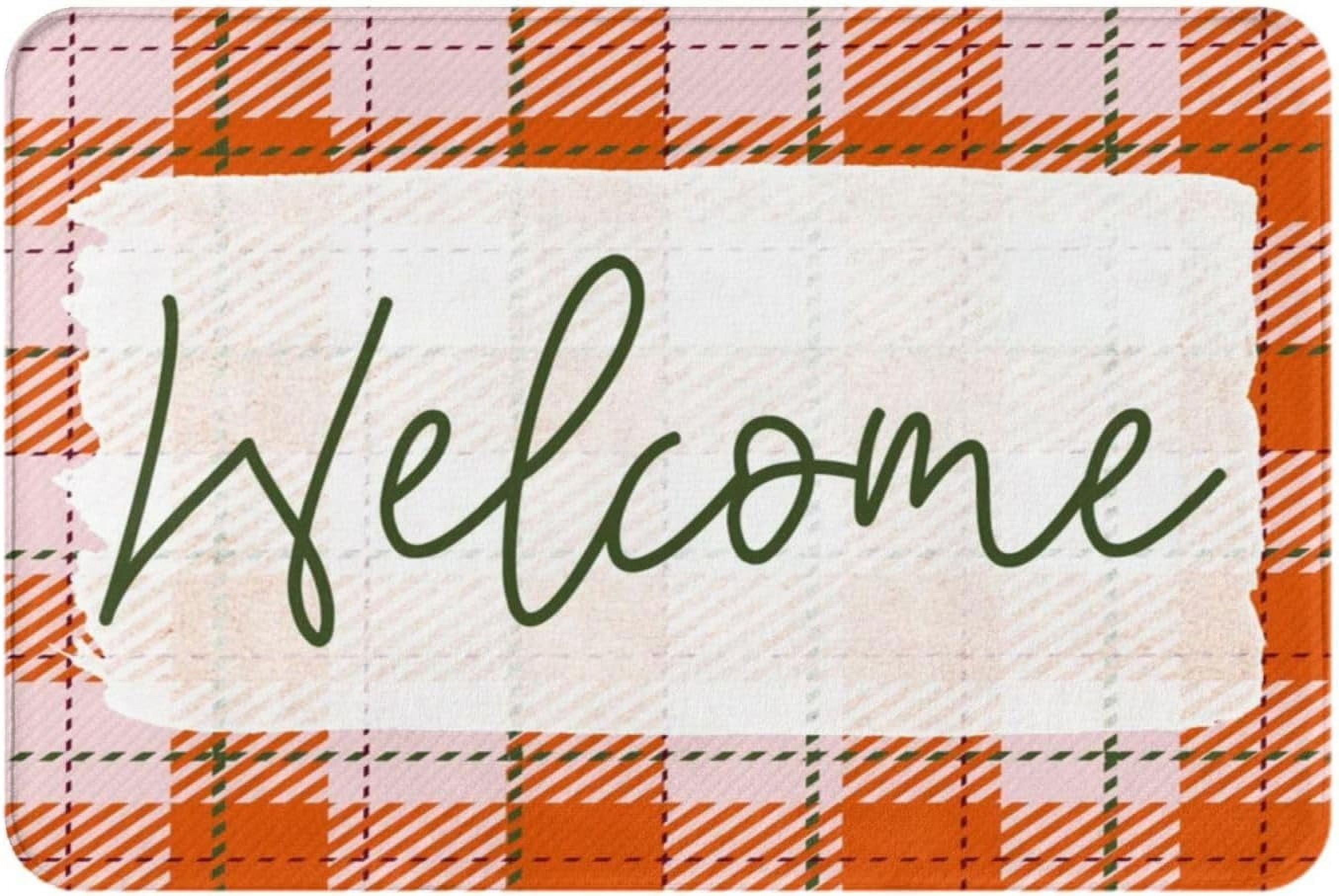 Doormat 17x30 Inch Welcome Fall Plaid Non-Slip Resist Dirt Doormat ...