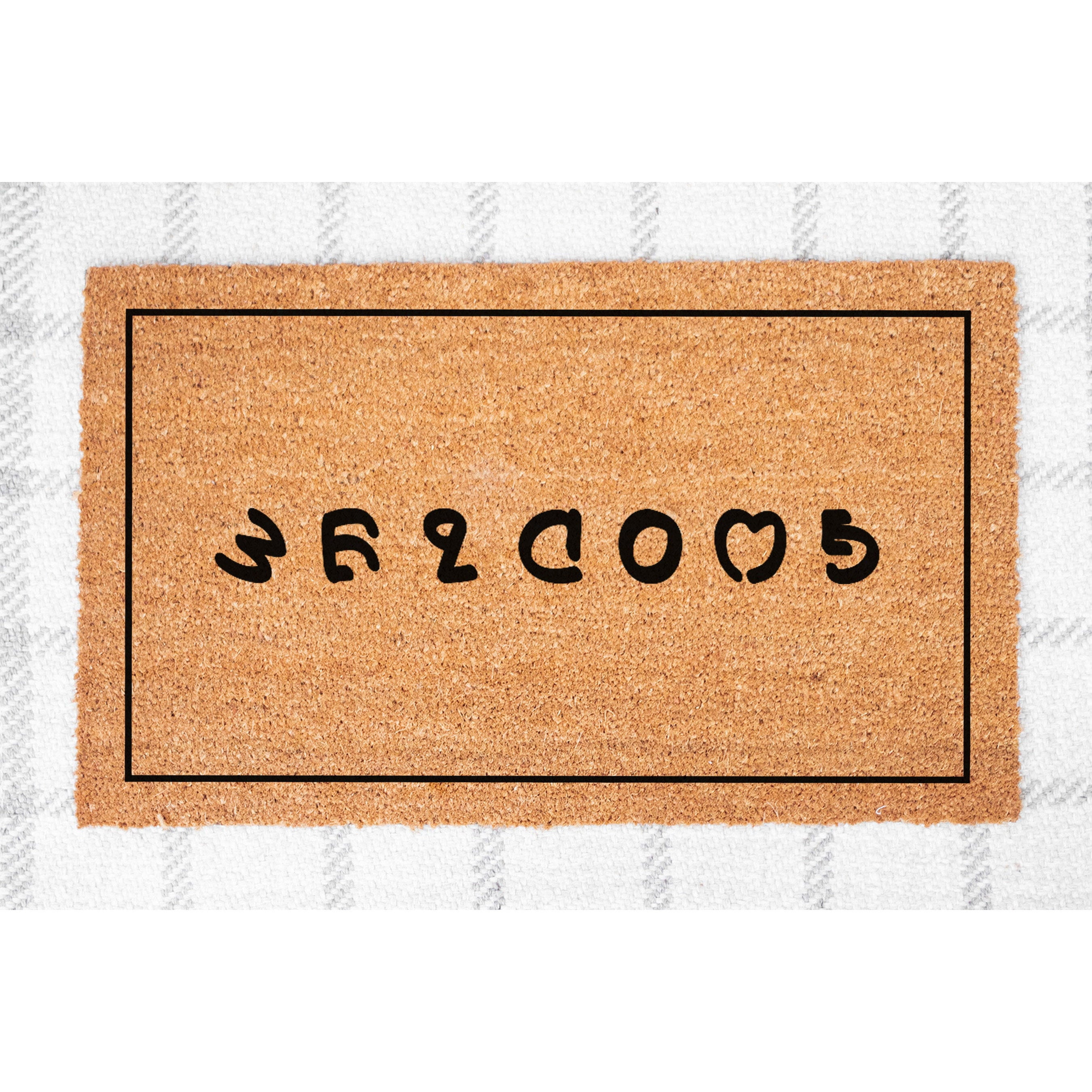 Doormat Ambigram Welcome (and Upside Down) Goodbye Doormats Funny Home ...