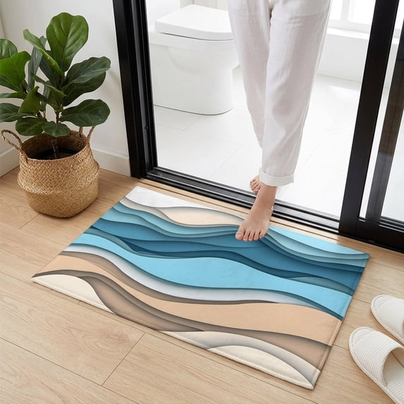 Doormat Bathroom Rugs 16x24in, Modern Minimalist Water Ripple Non Slip ...