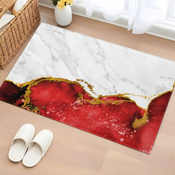Doormat Bathroom Rugs 18x30in, Abstract Marble Stone Texture Non Slip ...