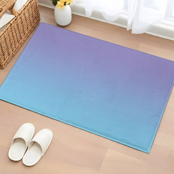 Doormat Bathroom Rugs 18x30in, Blue to Purple Ombre Gradient Shadow Non ...