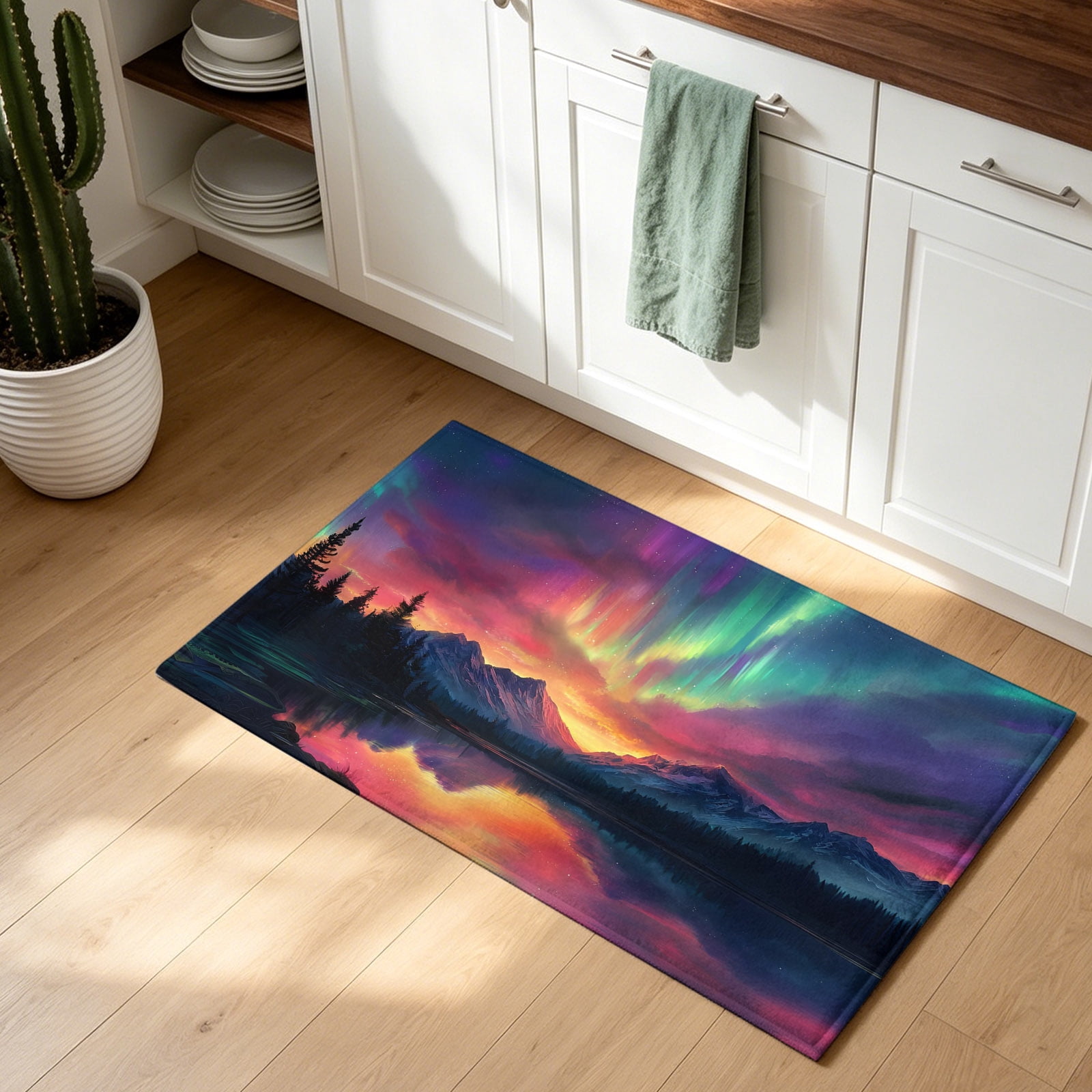 Doormat Bathroom Rugs 20x31.5in, Colorful Polar Lights Non Slip Door ...