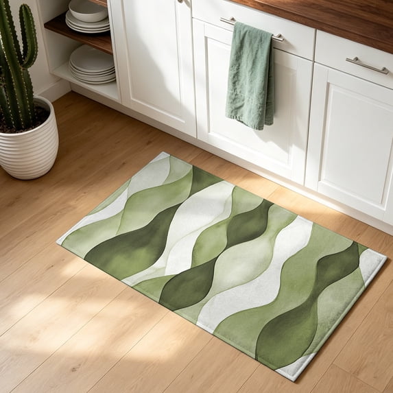 Doormat Bathroom Rugs 20x31.5in, Sage Green Gradient Stripes Non Slip ...