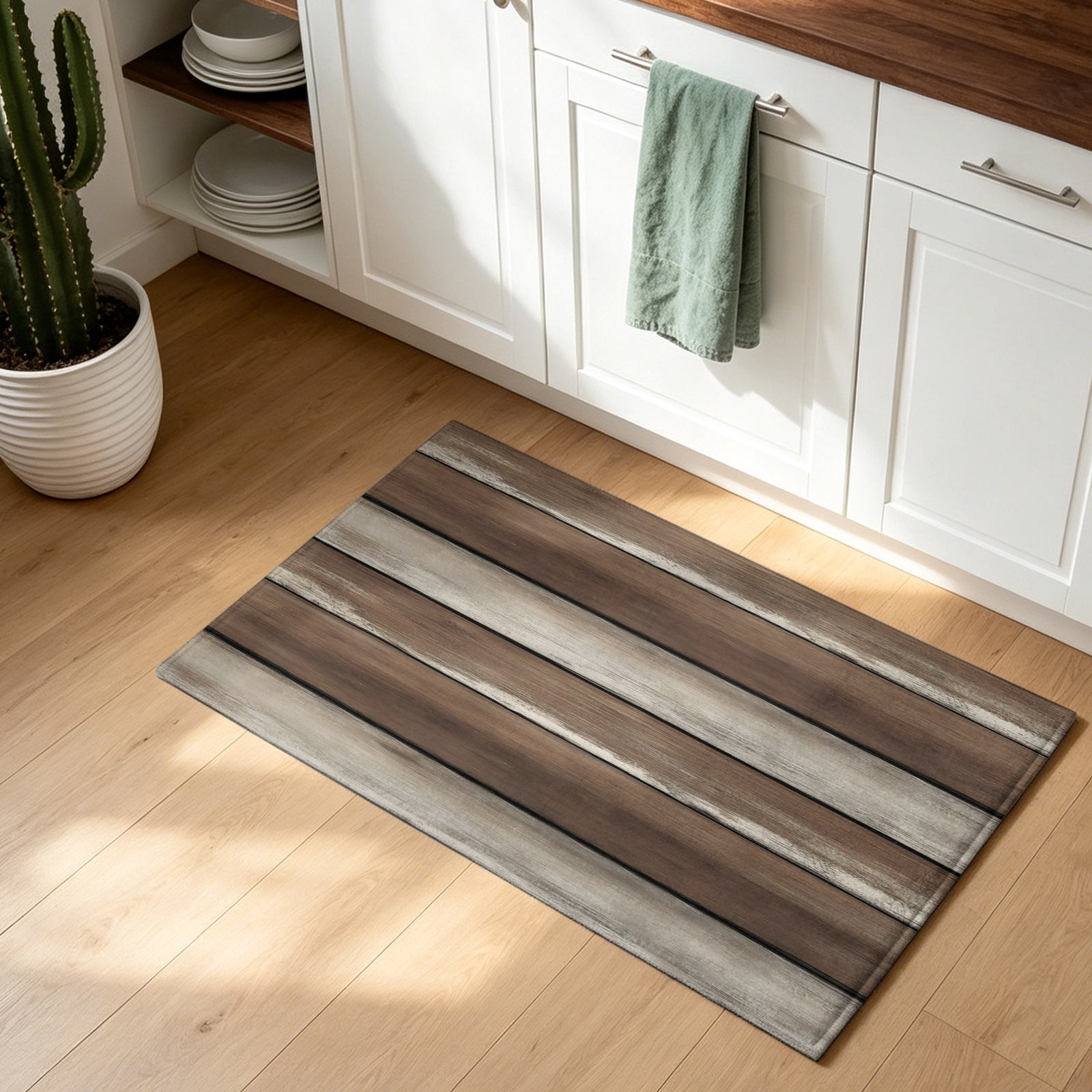 Doormat Bathroom Rugs 20x31.5in, Vintage Wooden Grain Seamless Non Slip ...