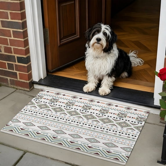 Doormat Bathroom Rugs 24x35in, Boho Ethnic Geometric Texture Non Slip ...