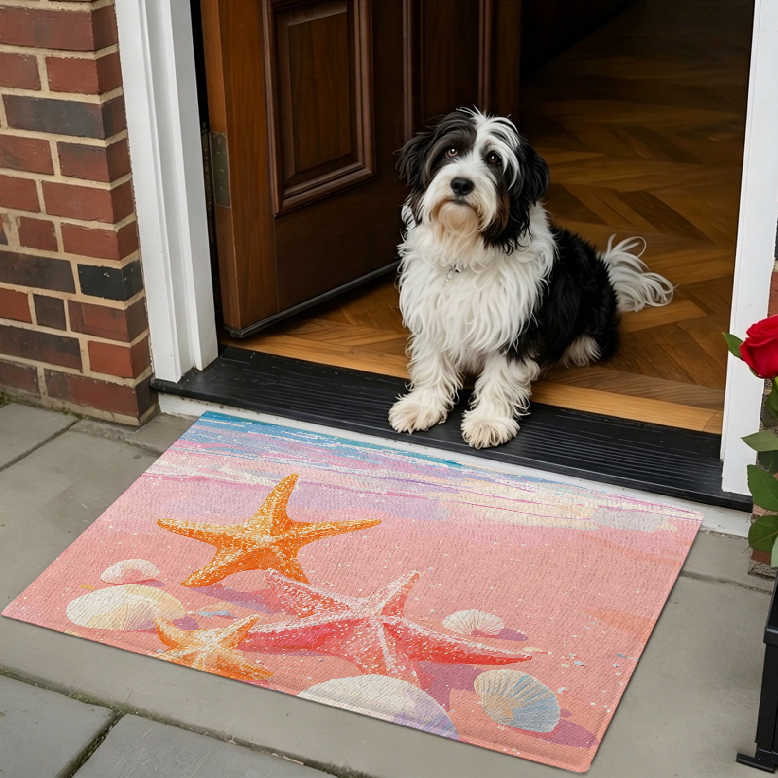 Doormat Bathroom Rugs 24x35in, Romantic Pink Beach Sunset Non Slip Door ...