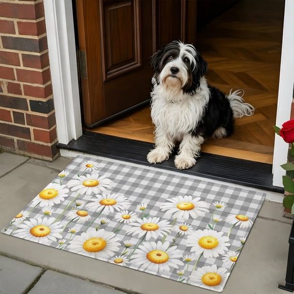 Doormat Bathroom Rugs 24x35in, Spring White Daisy Flower Non Slip Door ...