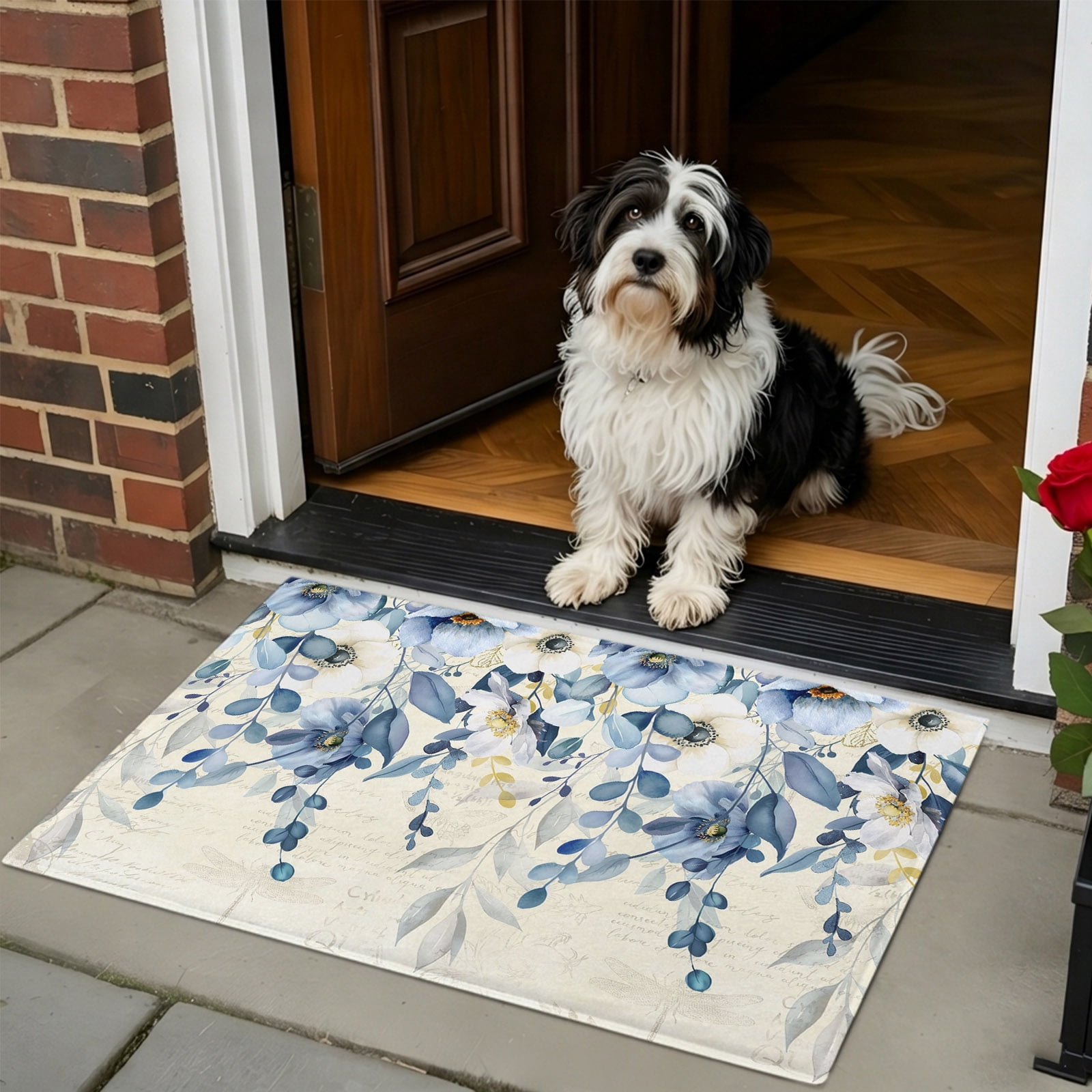 Doormat Bathroom Rugs 24x35in, Summer Eucalyptus Leaves Floral Non Slip ...
