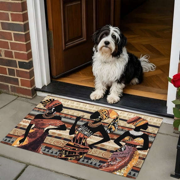 Doormat Bathroom Rugs 24x35in, Tribal Ethnic African Girl Women Non ...