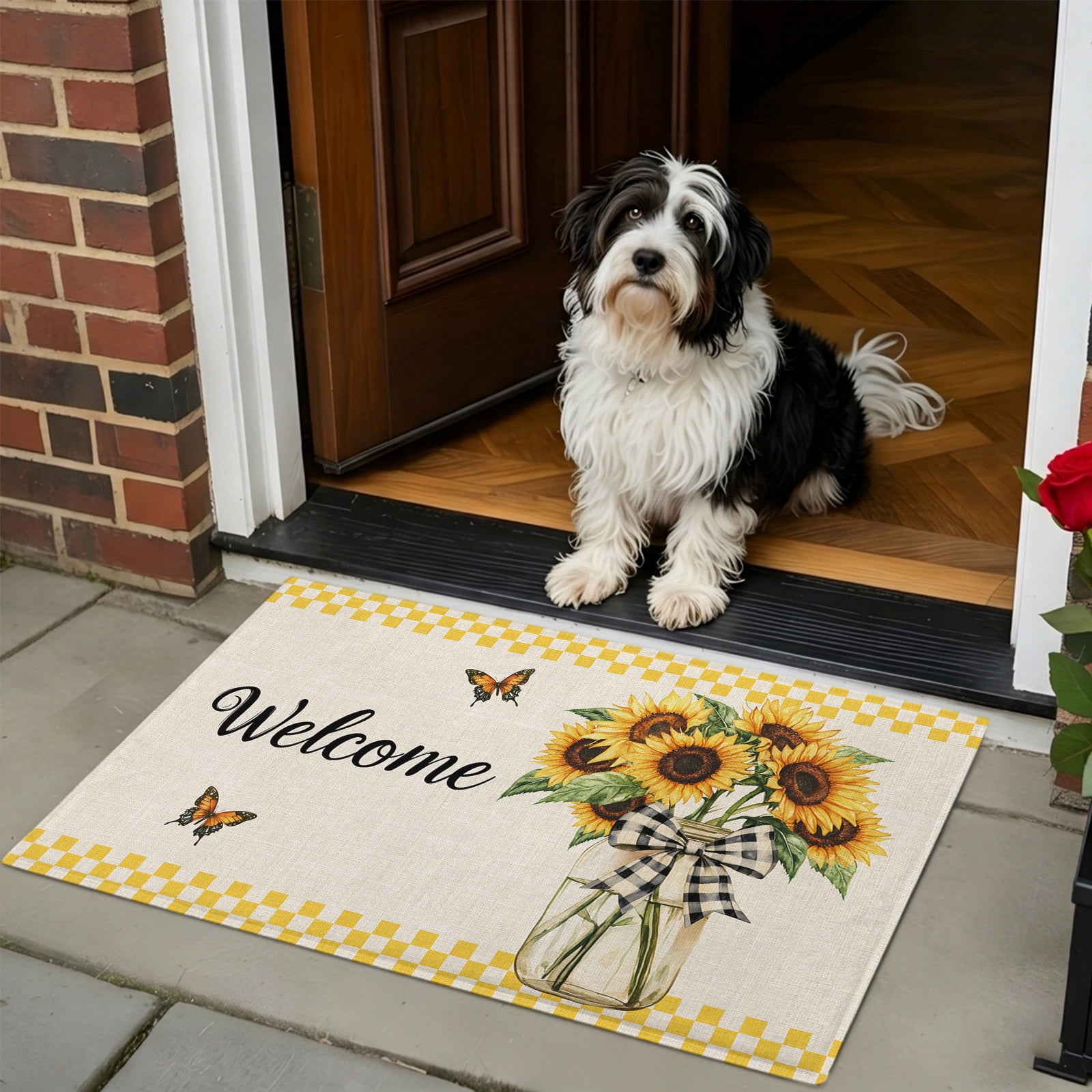 Doormat Bathroom Rugs 24x35in, Welcome Farm Sunflower Non Slip Door Mat ...