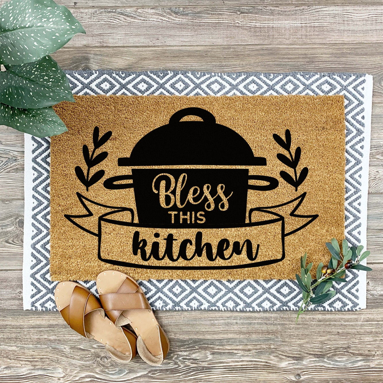 Doormat Bless This Kitchen Welcome Mat Homeowner Front Porch Entry Bir ...