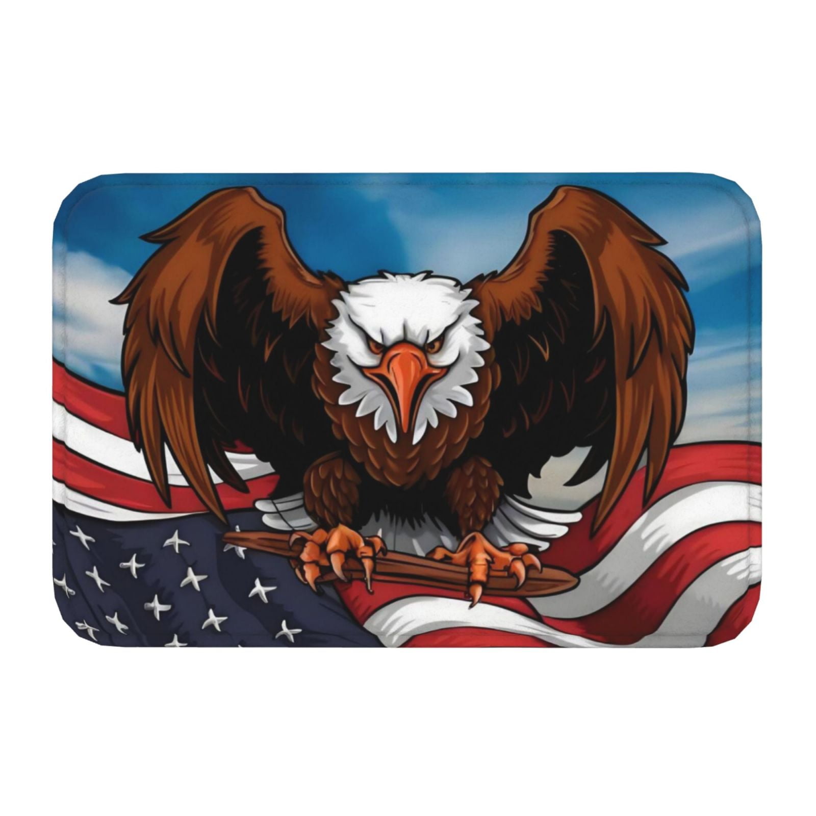 Doormat Cartoon Bald Eagle Usa Pattern, Durable Flannel Fabric ...