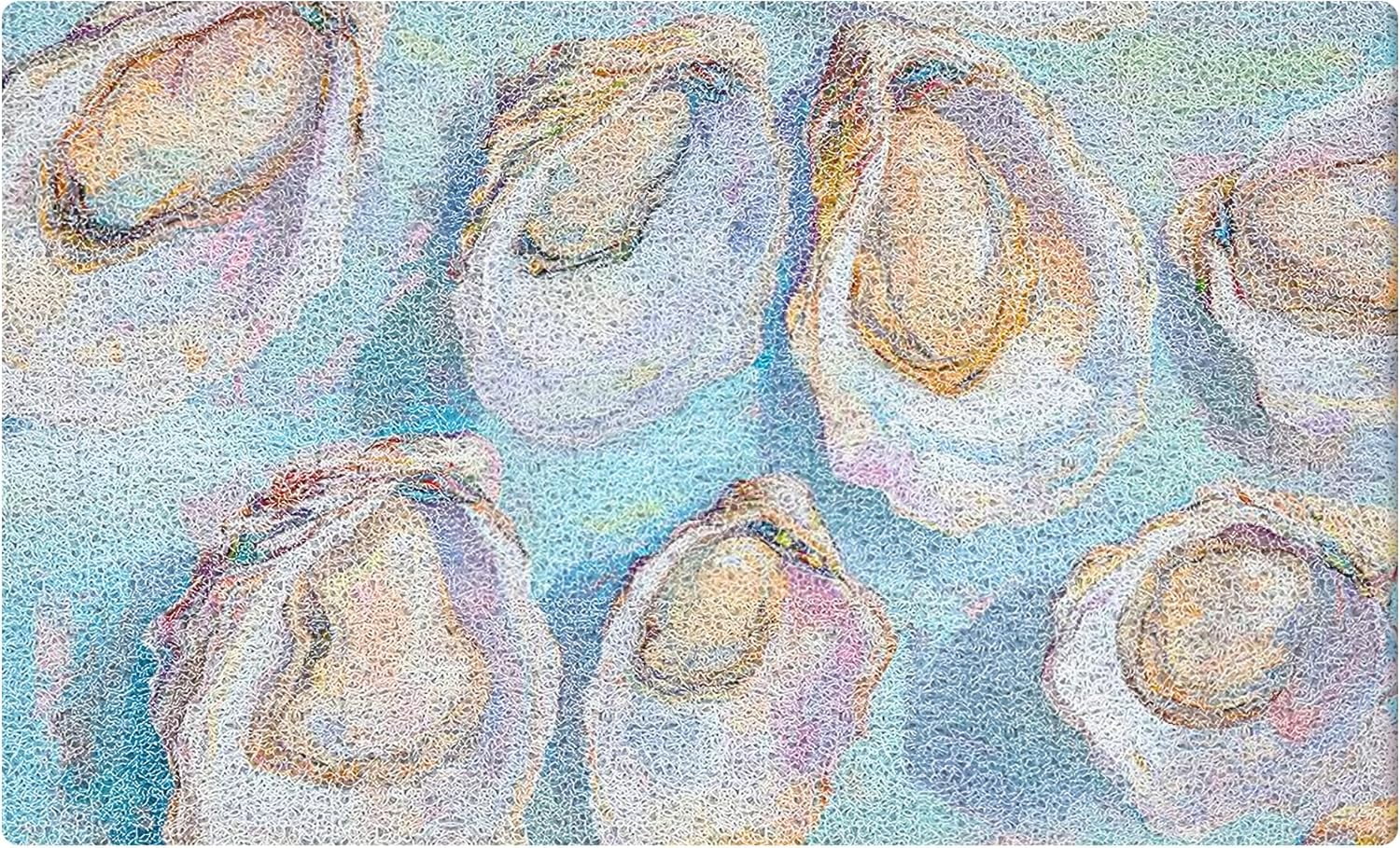 Doormat - Coastal Beach Door Mat - Coastal oyster, indoor/outdoor, blue ...