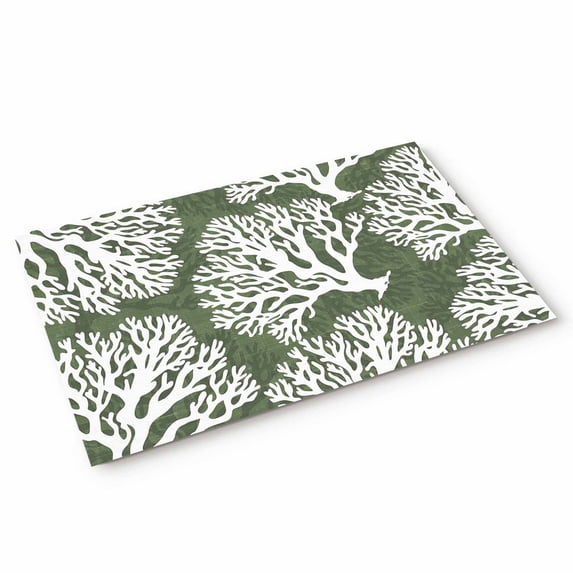 Doormat Coastal Coral Doormats Entrance Door Rug Green Ocean Marine ...