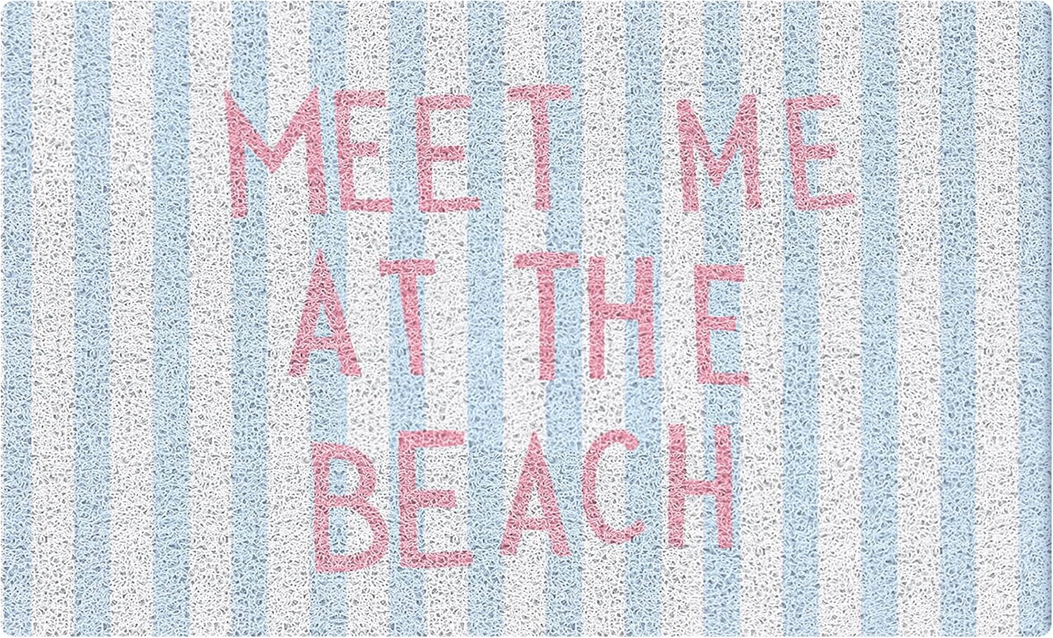 Doormat - Coastal Preppy Beach Door Mat - "Meet Me at The Beach", front ...