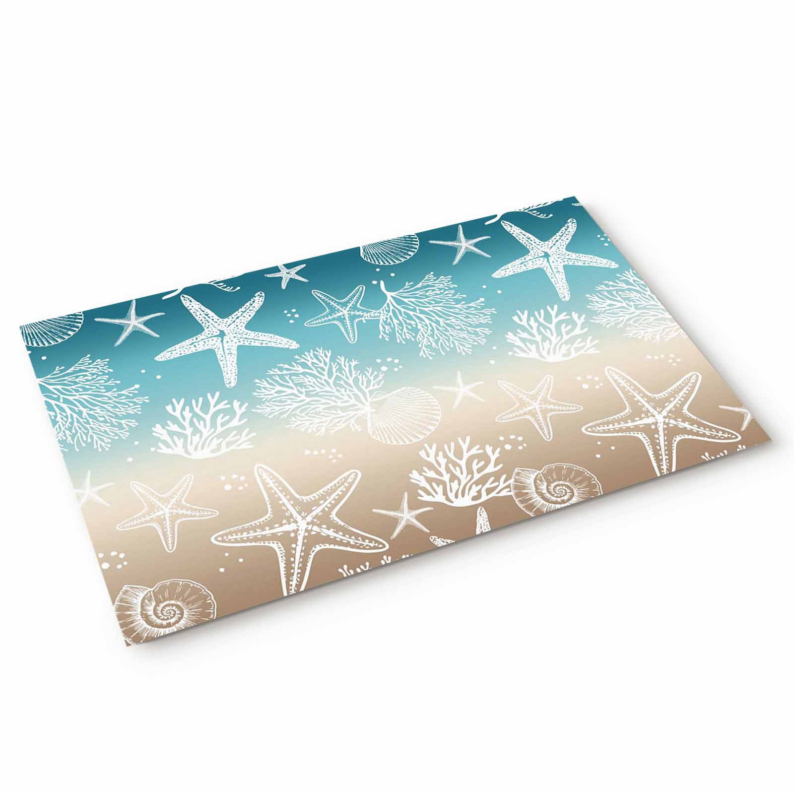 Doormat Coral Starfish Doormats Entrance Door Rug Ombre Turquoise Brown ...