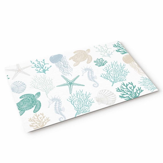 Doormat Coral Turtles Green Starfish Jellyfish Shells Doormats Entrance ...