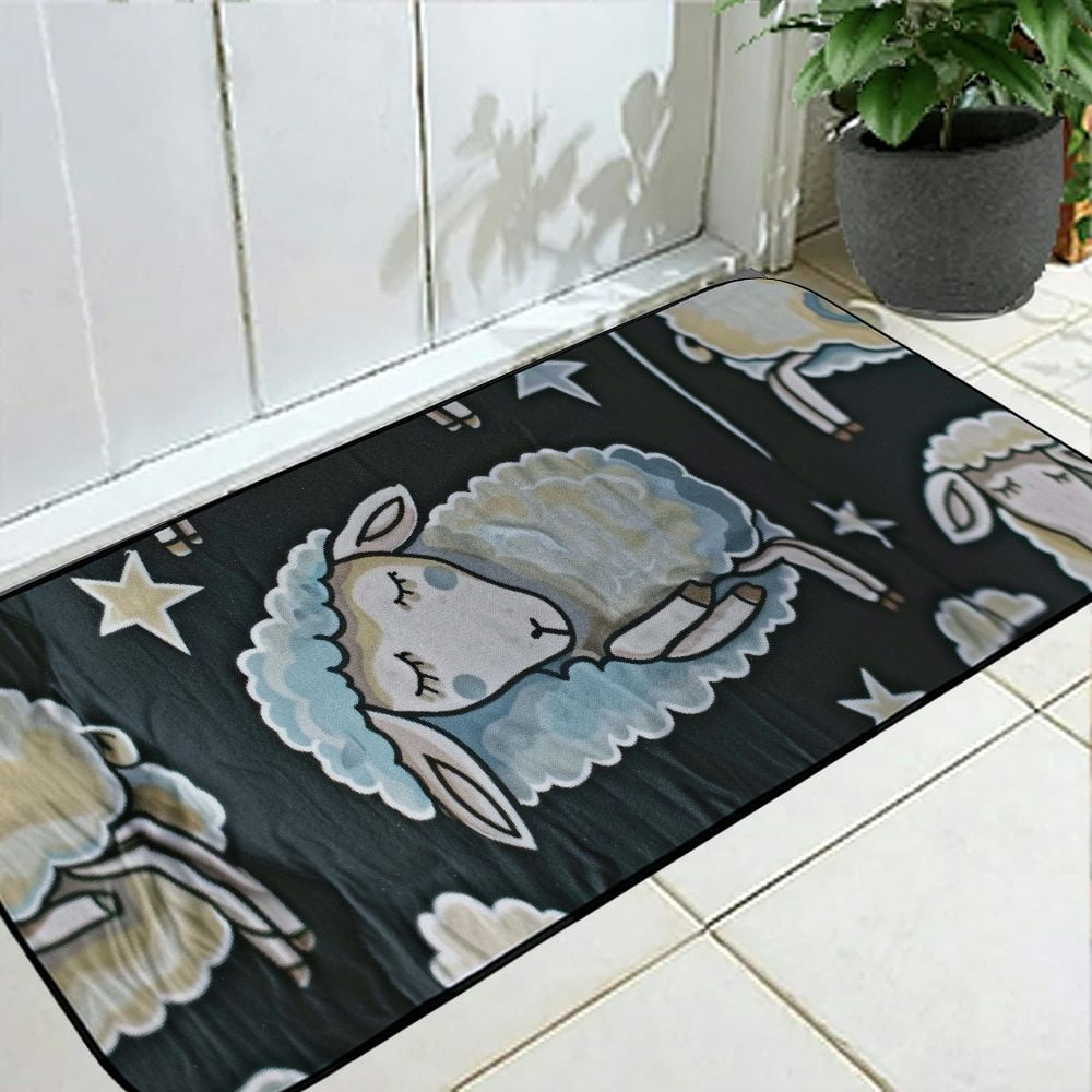 Doormat Cute Cartoon Sheep Sleeping Front Door Mat Entrance Door Rugs ...
