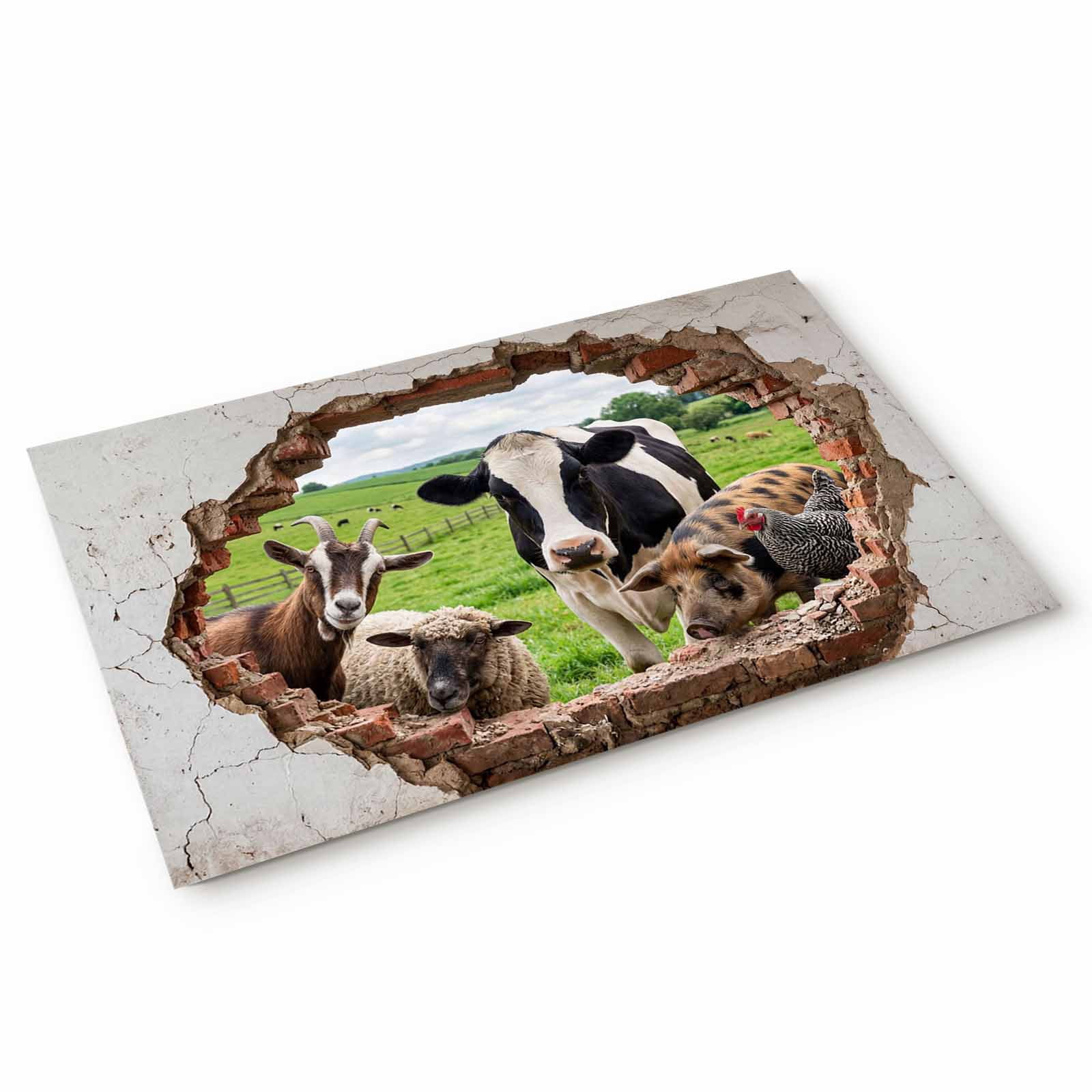 Doormat Farm Animal Doormats Entrance Door Rug Broken Wall Pasture ...