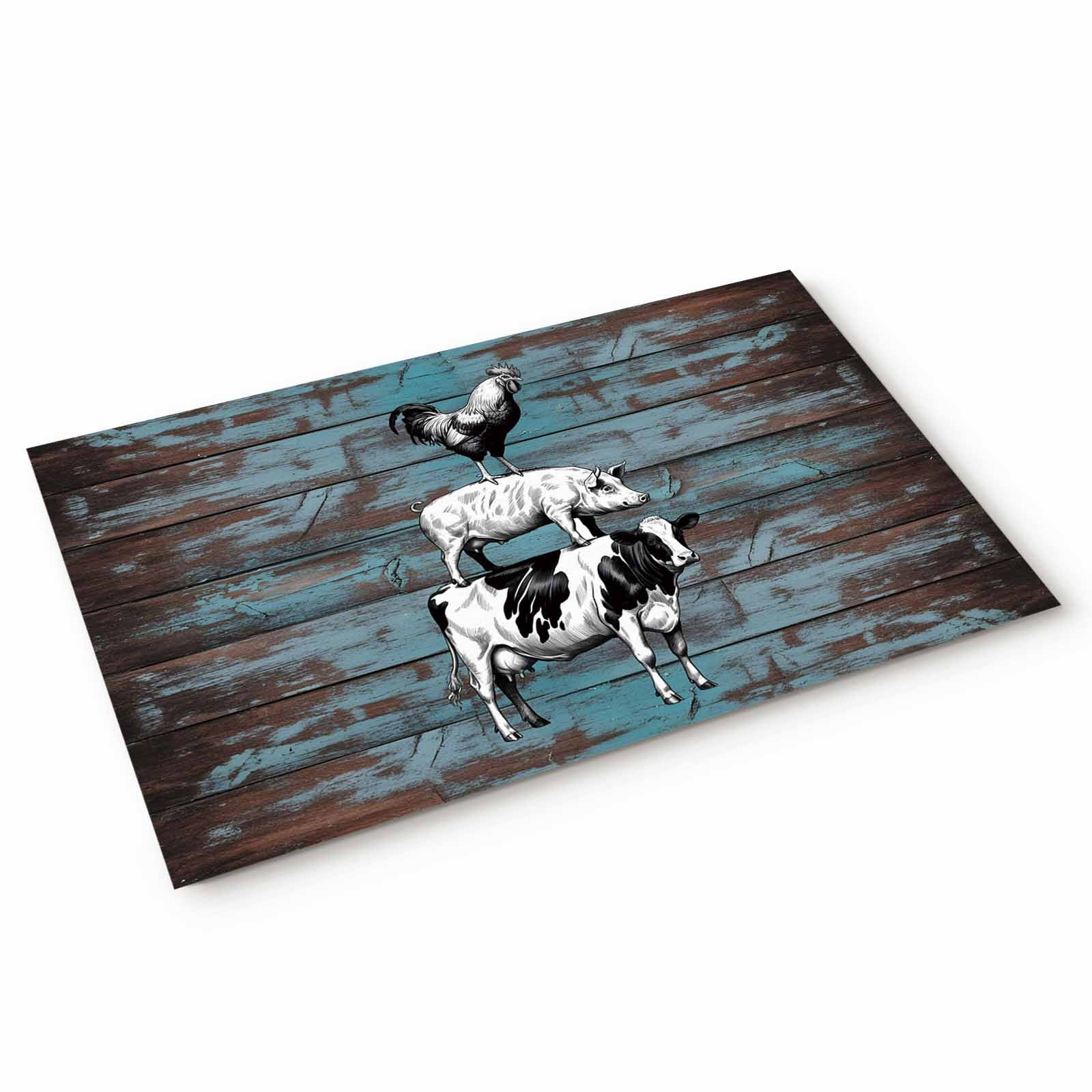 Doormat Farm Animal Doormats Entrance Door Rug Cow Pig Chicken Rustic ...