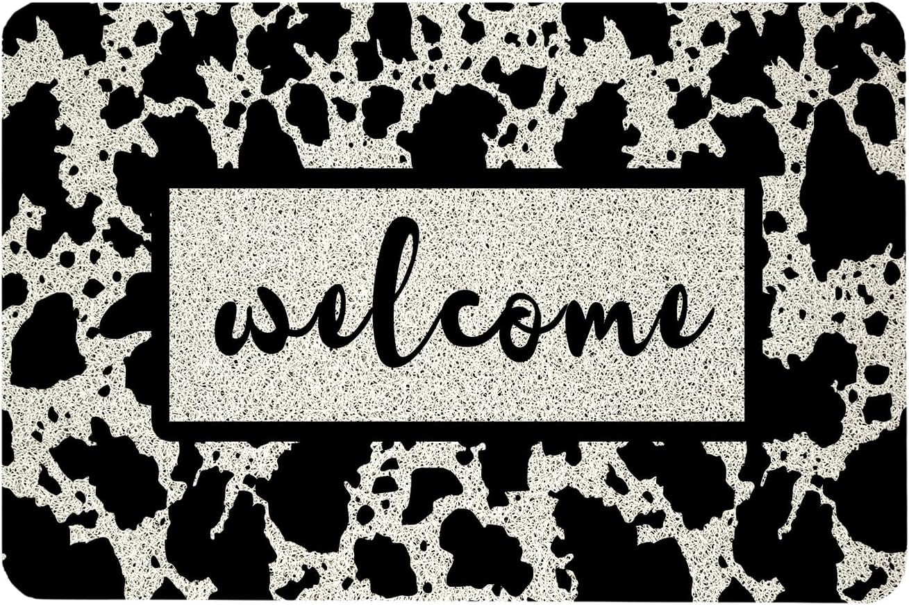 Doormat Farmhouse Welcome Cow Print Cowhide Pattern Door Mat ...