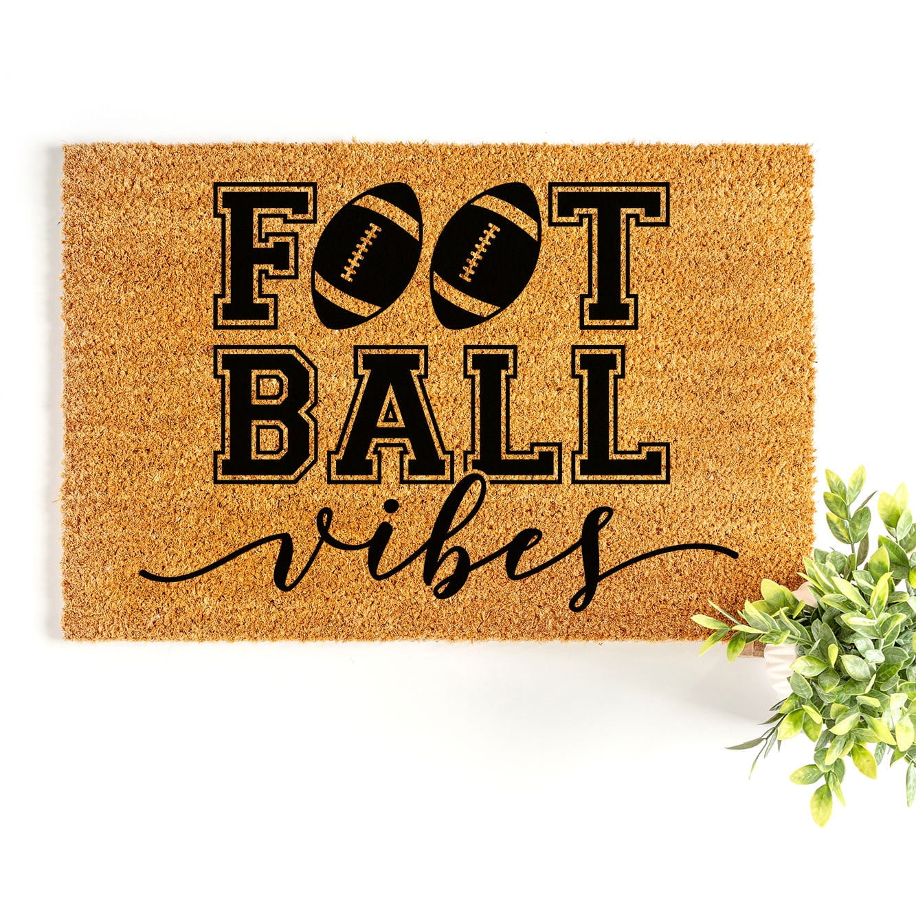 Doormat Football Vibes Welcome Mat Minimalist New Homeowner Outdoor Ru ...