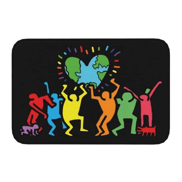 Doormat Front Door Mat 16 x 24 Inch Abstract Dancing Haring Art Front ...