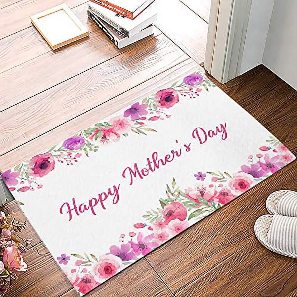 Doormat Happy Mothers' Day Heart Pattern Polka Dot Pink Low-Profile ...
